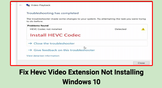 Corrigir a extensão de vídeo Hevc não instalando o Windows 10
